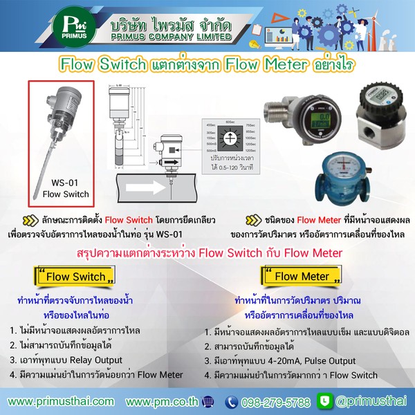 Flow Switch แตกต่างจาก Flow Meter อย่างไร?