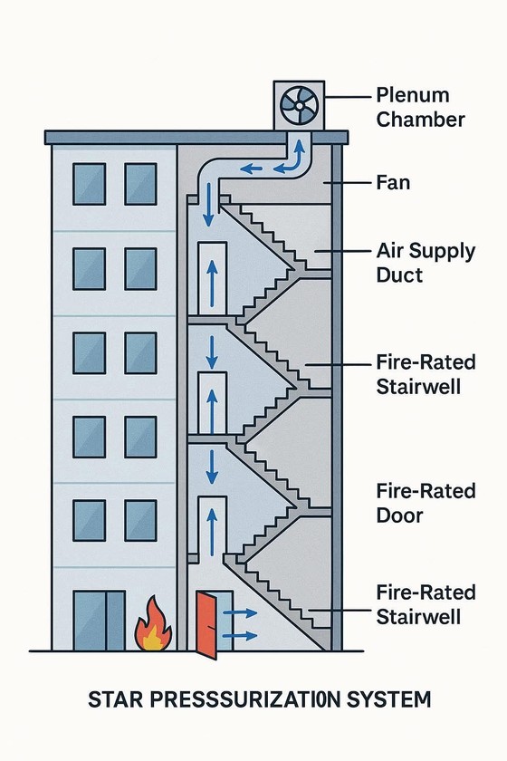 การออกแบบ ระบบอัดอากาศบันไดหนีไฟ (Stair Pressurization System)