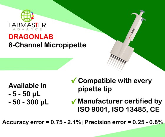 "DRAGONLAB" 8 Channel Micropipette