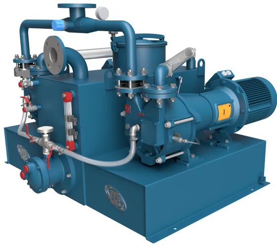 Vacuum system with total or partial water or oil recirculation