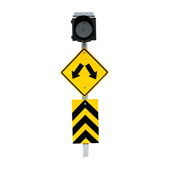 Solar-Powered Traffic Sign Yellow Island Head Sign