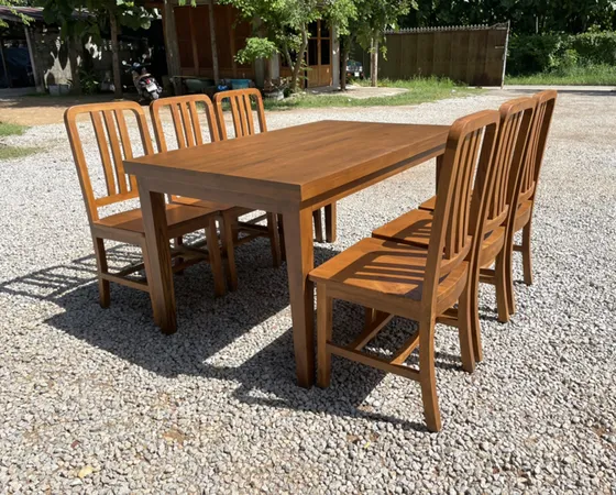 DS088 ชุดโต๊ะกินข้าวขาสอบ เก้าอี้พนักมน 6 ตัว