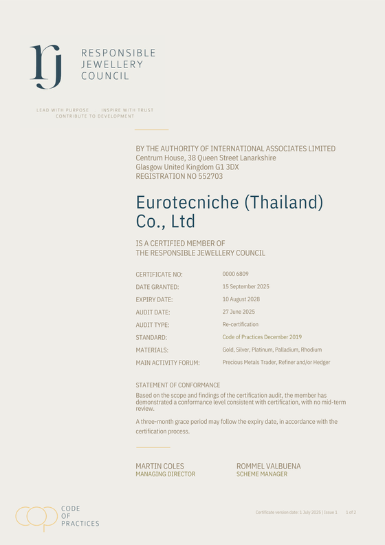 Achieves Second Consecutive RJC Certification