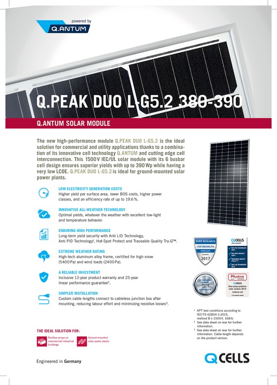 แผง QCELLS 390 W