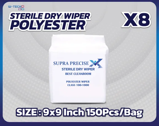 STERILE DRY POLYESTER WIPER X8 9x9"